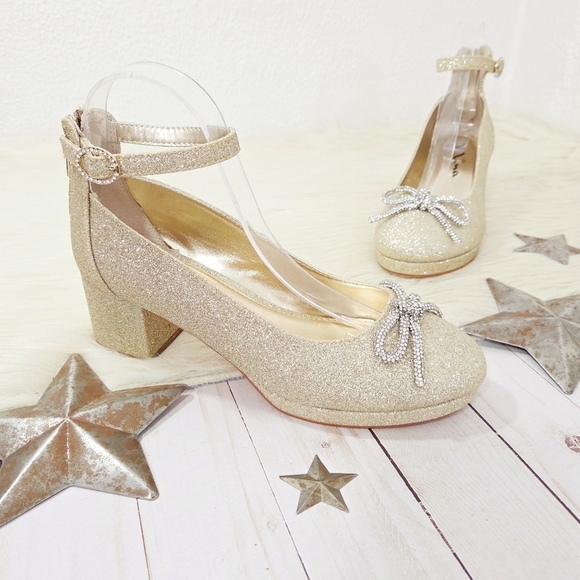 Nina | Shoes | Nina Daylin Gold Glitter Girls Dress Shoes Metallic ...